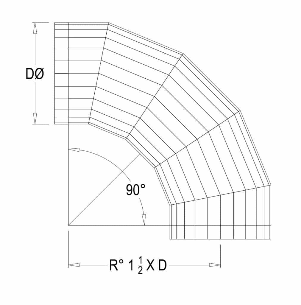 High Pressure 90° 5-Gore Elbows - Metal Zinc